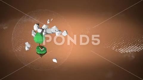 3d render. Rotating low poly island with alpha channel on brown ...