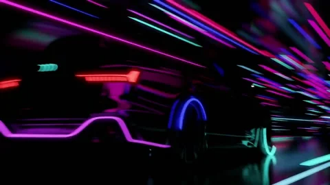 3D rendered animation of a neon car driv... | Stock Video | Pond5