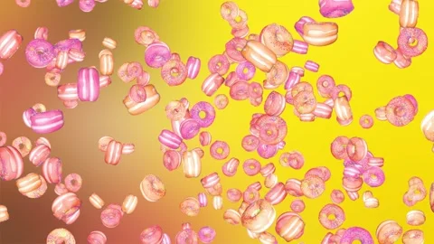 3D rendered Falling donuts on an green s... | Stock Video | Pond5