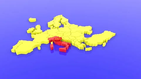 A 3D rendered map of Europe in yellow, f... | Stock Video | Pond5