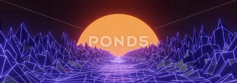 3D rendering 80s retro futuristic sci-fi style: Royalty Free #130953098