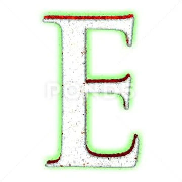 A 3D rendering of an abstract white alphabet letter E isolated on a ...