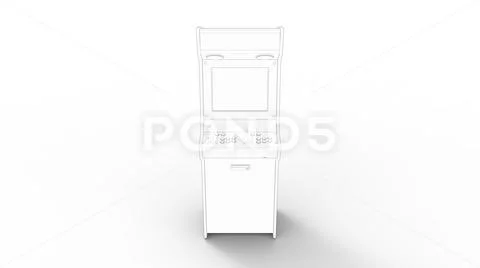 3d rendering of a arcade machine line drawing isolated in white ...