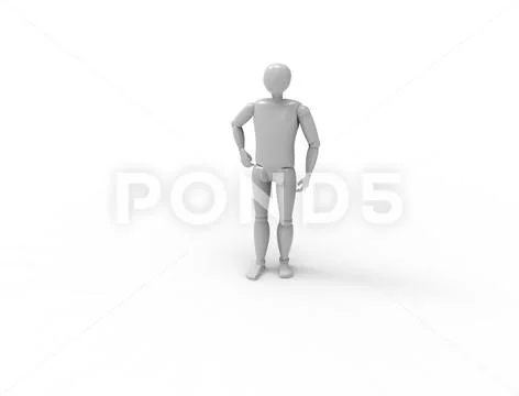 3d rendering of a dummy standing posing is white studio background ...