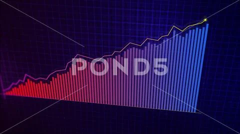 3D rendering of growing line graph of digital income growth chart ...