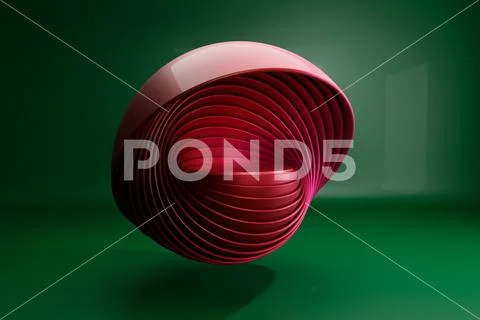 3d rendering of a metallic red half-sphere stage floating in mid-air on ...