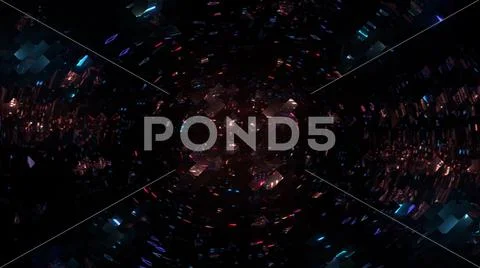 3D rendering of a mosaic of complex geometric shapes. Color palette of ...