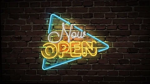 3D Rendering Now Open Neon Sign with a B... | Stock Video | Pond5