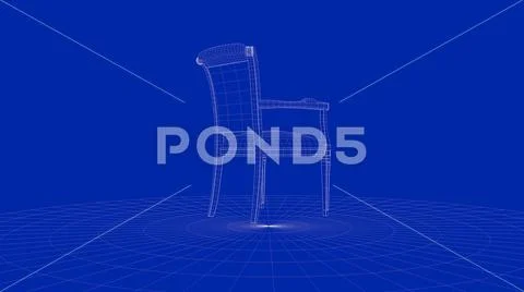 3d rendering of an outline chair object ~ Clip Art #131633991