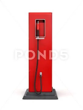 3d rendering of red gas pump in side view isolated on white background ...