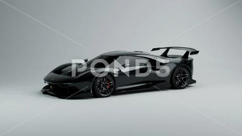 3D rendering of a sleek Ferrari car on a gray background Stock Image ...