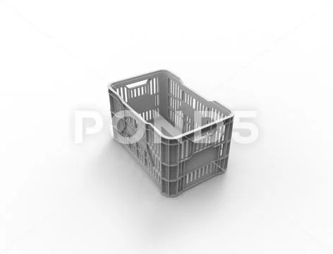 3d rendering of a stackable plastic storage crate isolated in white ...