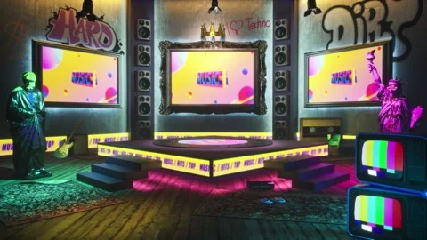 3D rendering Virtual studio with music s... | Stock Video | Pond5