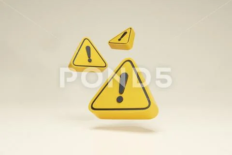 3D Rendering Warning sign and Traffic Icon Symbols Yellow Perspective ...