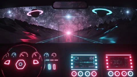 3D Retro Synthwave Car Interior View VJ ... | Stock Video | Pond5