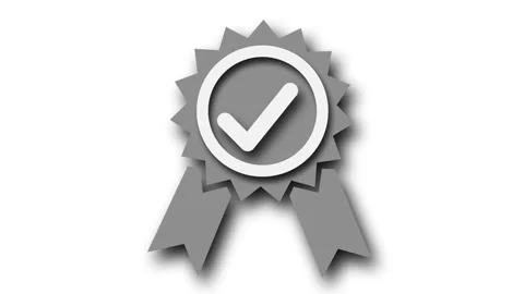 3d Ribbon Badge with Checkmark symbol an... | Stock Video | Pond5