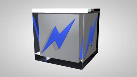 3D Rotating high voltage sign cube | Stock Video | Pond5