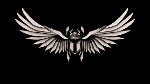 3D SCARAB MODEL WITH WINGS. ALPHA MATTE. | Stock Video | Pond5