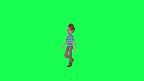 3d school boy walking right angle green ... | Stock Video | Pond5