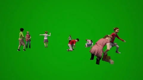 3D several children in green screen play... | Stock Video | Pond5