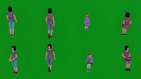 Green Screen Children Walking Stock Video Footage | Royalty Free Green ...