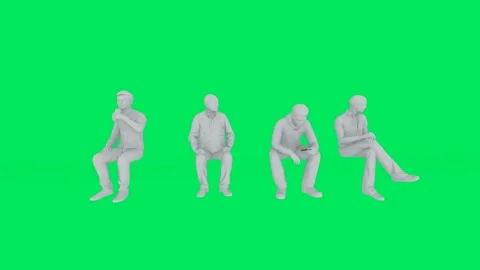 3d several idle men sitting on green scr... | Stock Video | Pond5