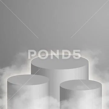 3d simple product podium psd with clouds on grey background 1 ~ PSD ...
