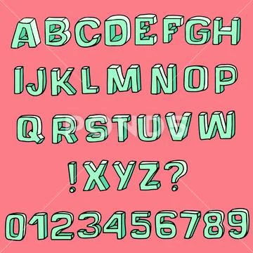 3D sketch font. Vector alphabet.: Royalty Free #97858250