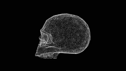 3D skull rotates on black bg. Object dis... | Stock Video | Pond5