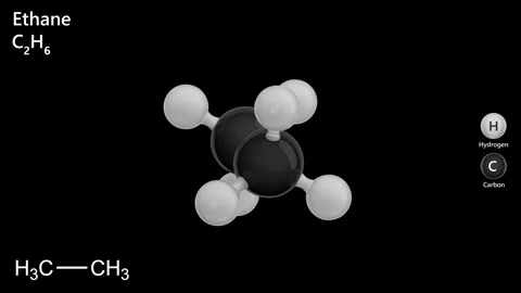 A 3D structure of the Ethane molecule wi... | Stock Video | Pond5