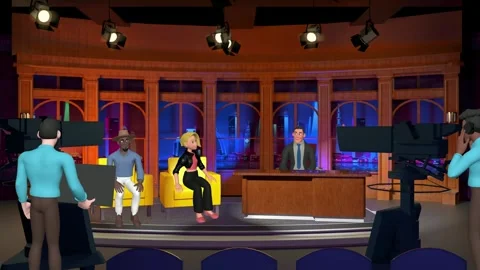 3D Talk Show Set with Host and Guests ... | Stock Video | Pond5