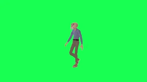 3d tall old man walking, right angle gre... | Stock Video | Pond5