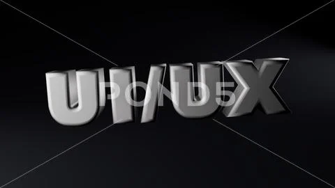 3D text UX UI design from metal texture on black background Stock Image ...