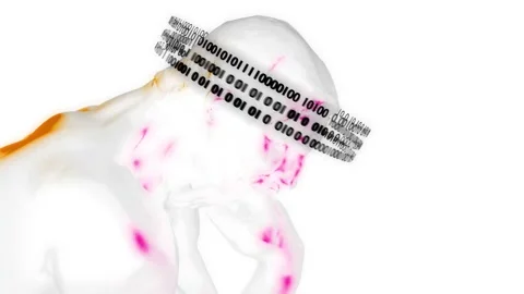 3D The Thinker Statue with Binary Code A... | Stock Video | Pond5