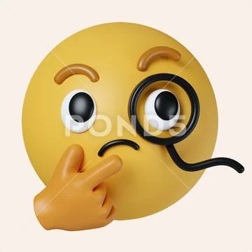 3d thinking face emoji. emoticon face with a single finger and thumb ...