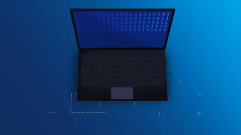 3d top view laptop for modern tech busin... | Stock Video | Pond5
