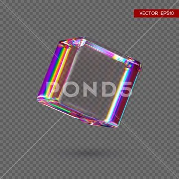 3d transparent glossy cube with dispersion effect. Illustration #248777000