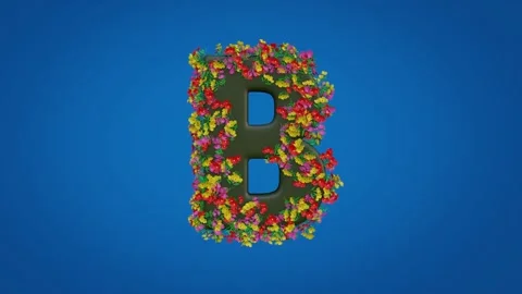 3D Uppercase Letter B Moving with Floral... | Stock Video | Pond5