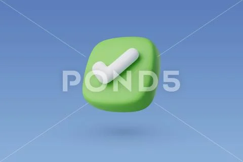 3d Vector Right Checkmark box, Approvement concept. ~ Clip Art #232085479