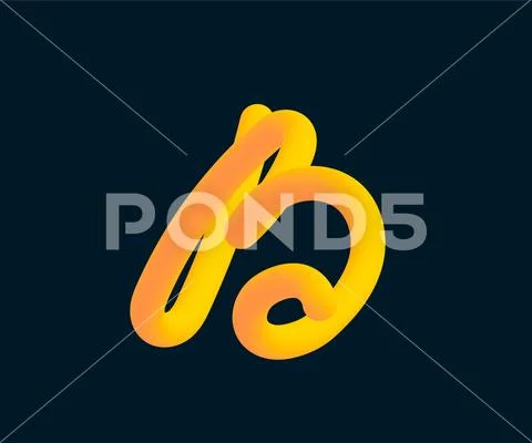 3D Vector tube of the letter B. Calligraphy vector illustration ...