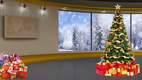 3D Virtual Studio Christmas Set Backgrou... | Stock Video | Pond5