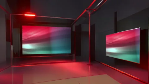 3D Virtual TV Studio News with TV on Wal... | Stock Video | Pond5