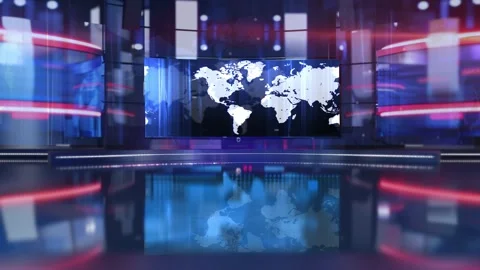 3D Virtual TV Studio News, Backdrop For ... | Stock Video | Pond5