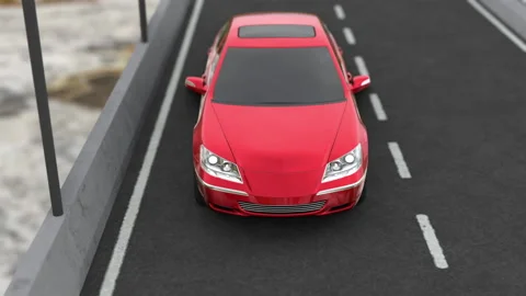 3d visualization of a car driving on a b... | Stock Video | Pond5