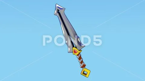 3d visualization of a sword on a blue background Illustration #219196040
