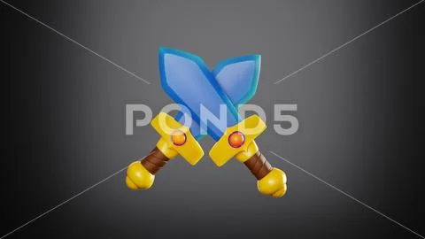 3d visualization of a sword on a blue background ~ Clip Art #237023371