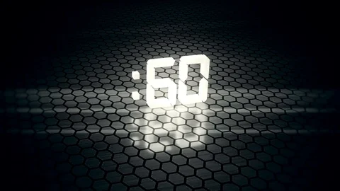 3D White 60 Seconds Countdown with Hexag... | Stock Video | Pond5