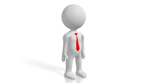 3D white cartoon character on white back... | Stock Video | Pond5