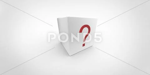 3D white cube with red question mark isolated on white background ...
