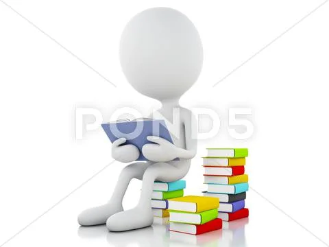 3d white people reading a book on white background.: Royalty Free #46467542